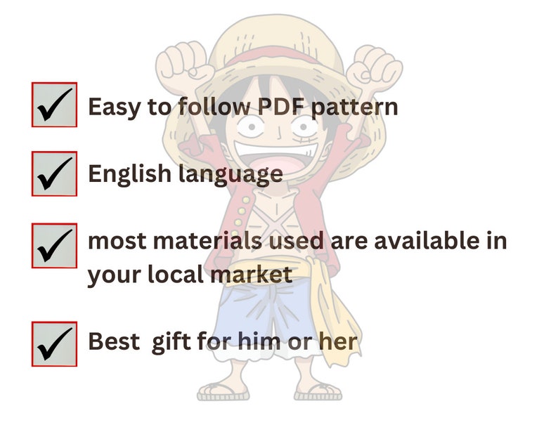 Easy-to-follow One Piece Luffy Amigurumi Crochet Pattern No Sew English ...