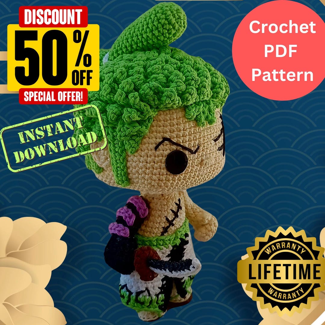 Zoro Crochet Doll Pattern: One Piece Anime Amigurumi (PDF Pattern) - Etsy