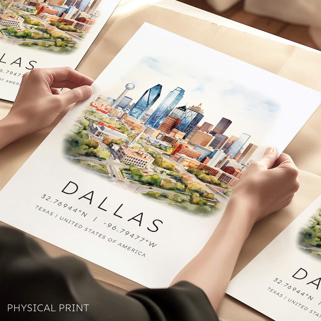 Dallas Wall Art, Retro Texas Decor, Art Print Poster, Travel Print ...