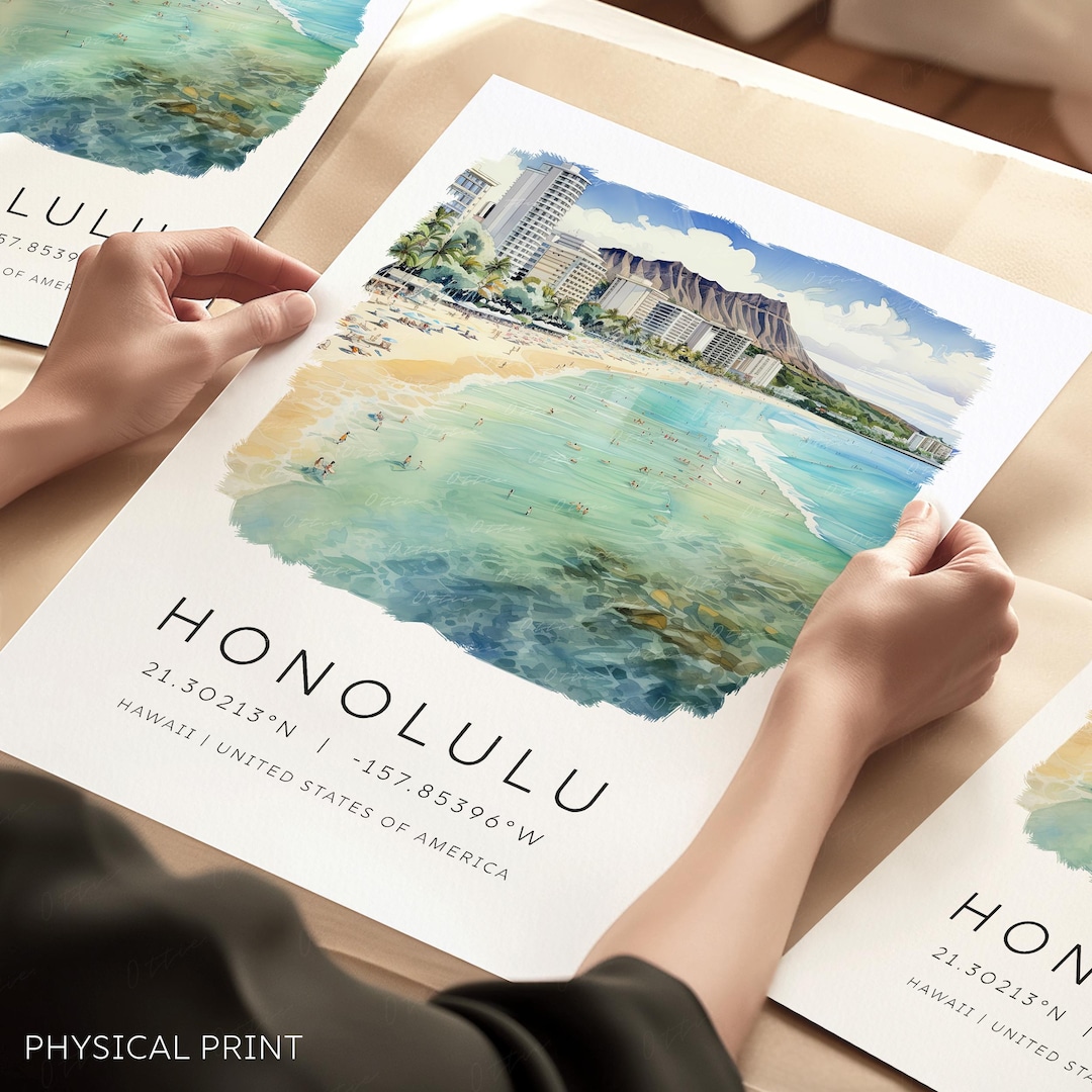 Travel Prints for Honolulu Hawaii, Retro Vintage Art Prints ...