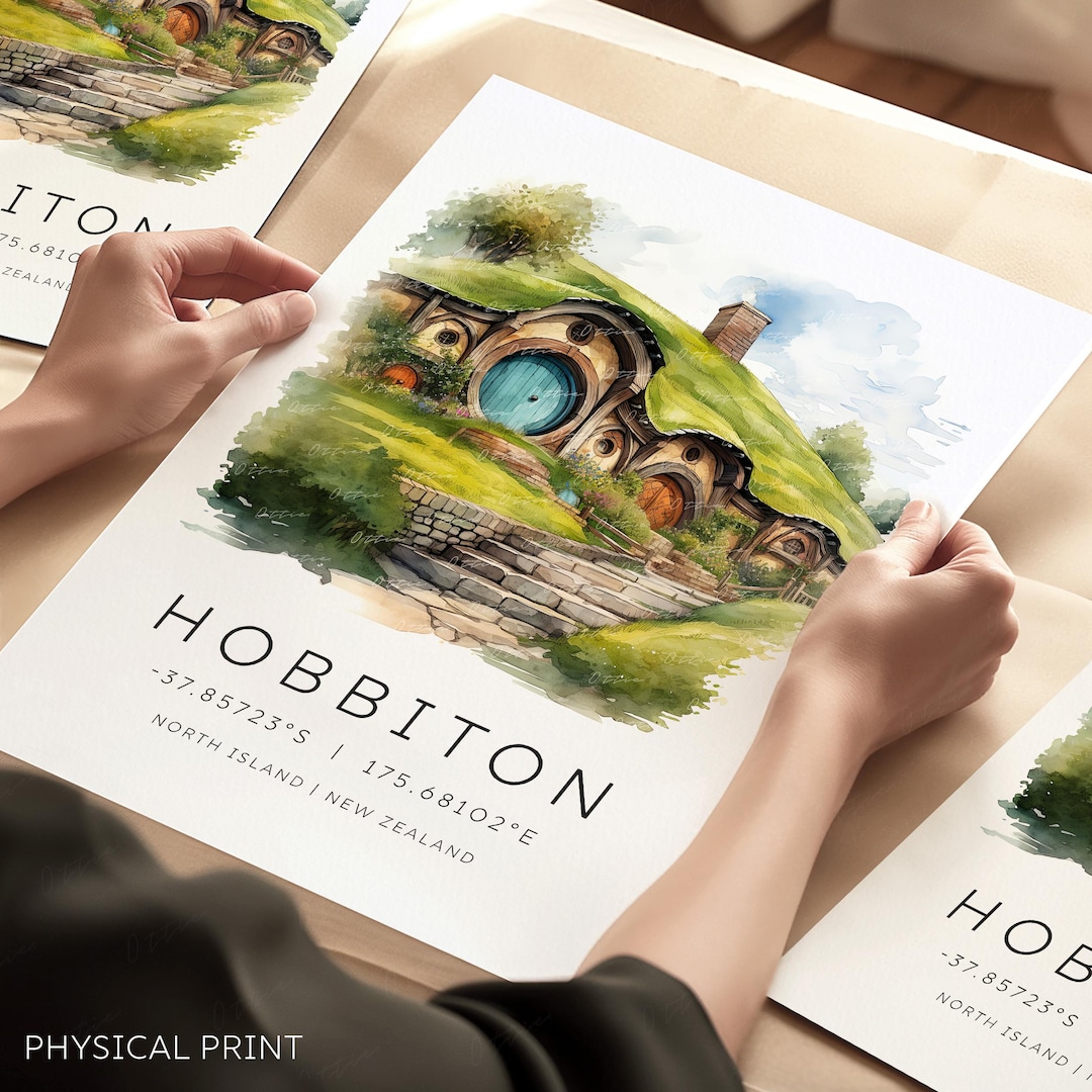 The Shire Travel Poster, Hobbiton New Zealand Print, Lord of the Rings ...