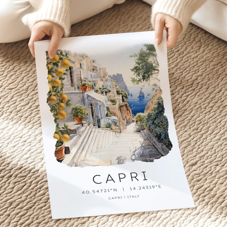 Capri Travel Print, Italy Wall Poster, Amalfi Coast, Travel Gift ...