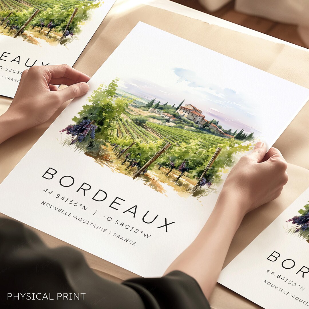 Bordeaux Wine Region Travel Print, Bordeaux Travel Poster, Birthday ...
