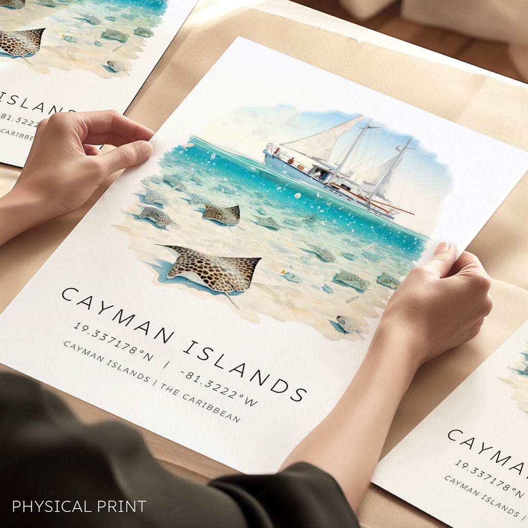 Cayman Islands Poster, Grand Cayman Art Print, Tropical Island Print ...