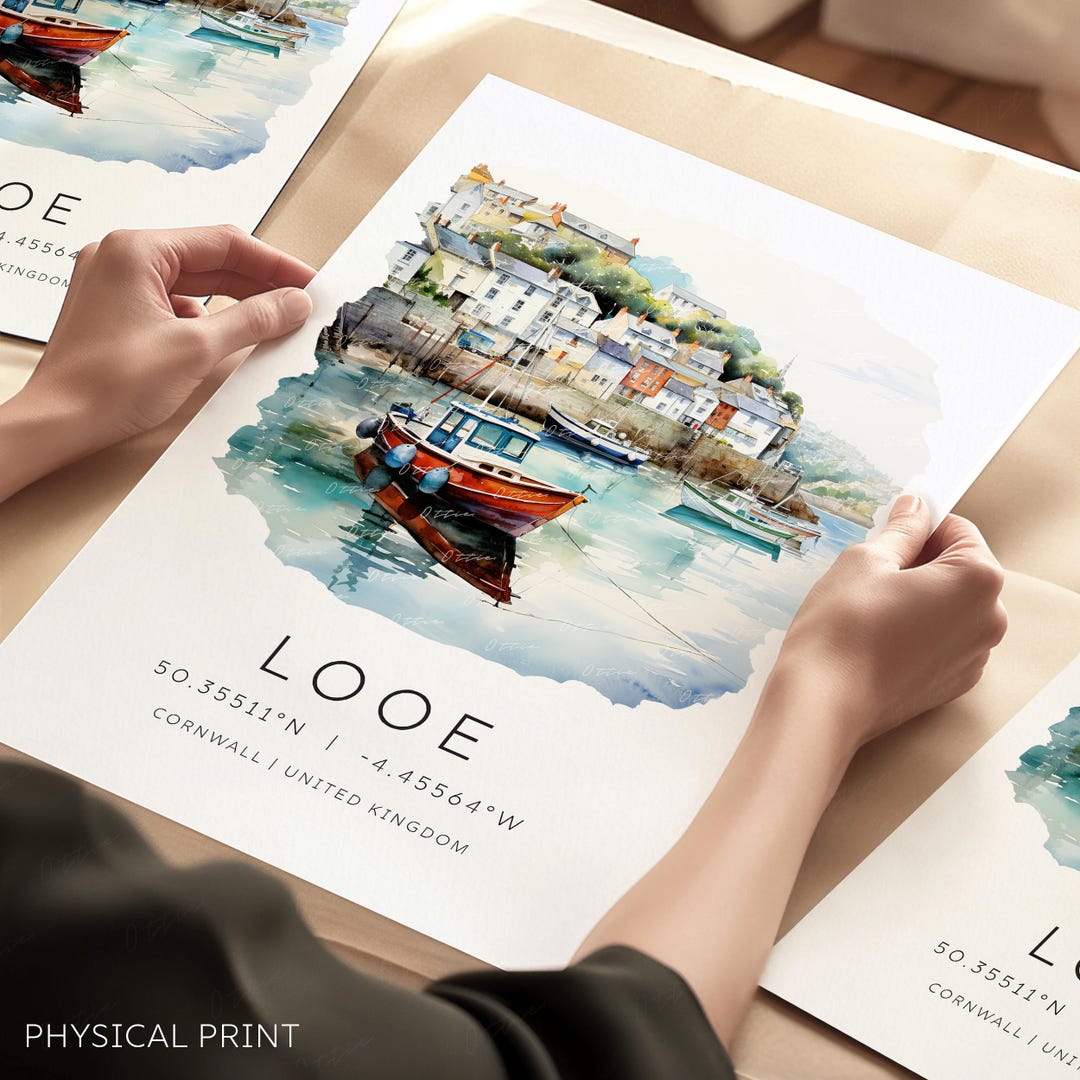 Looe, Cornwall Art Print, Looe Illustration, Cornwall Travel Print ...