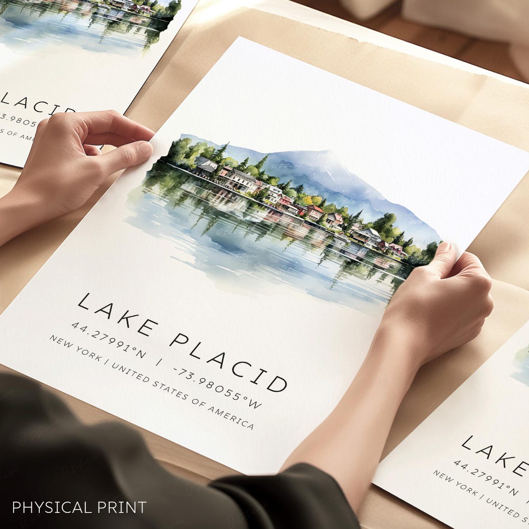 Lake Placid NY Wall Art, Lake Placid Print, Lake Placid Watercolor Art ...