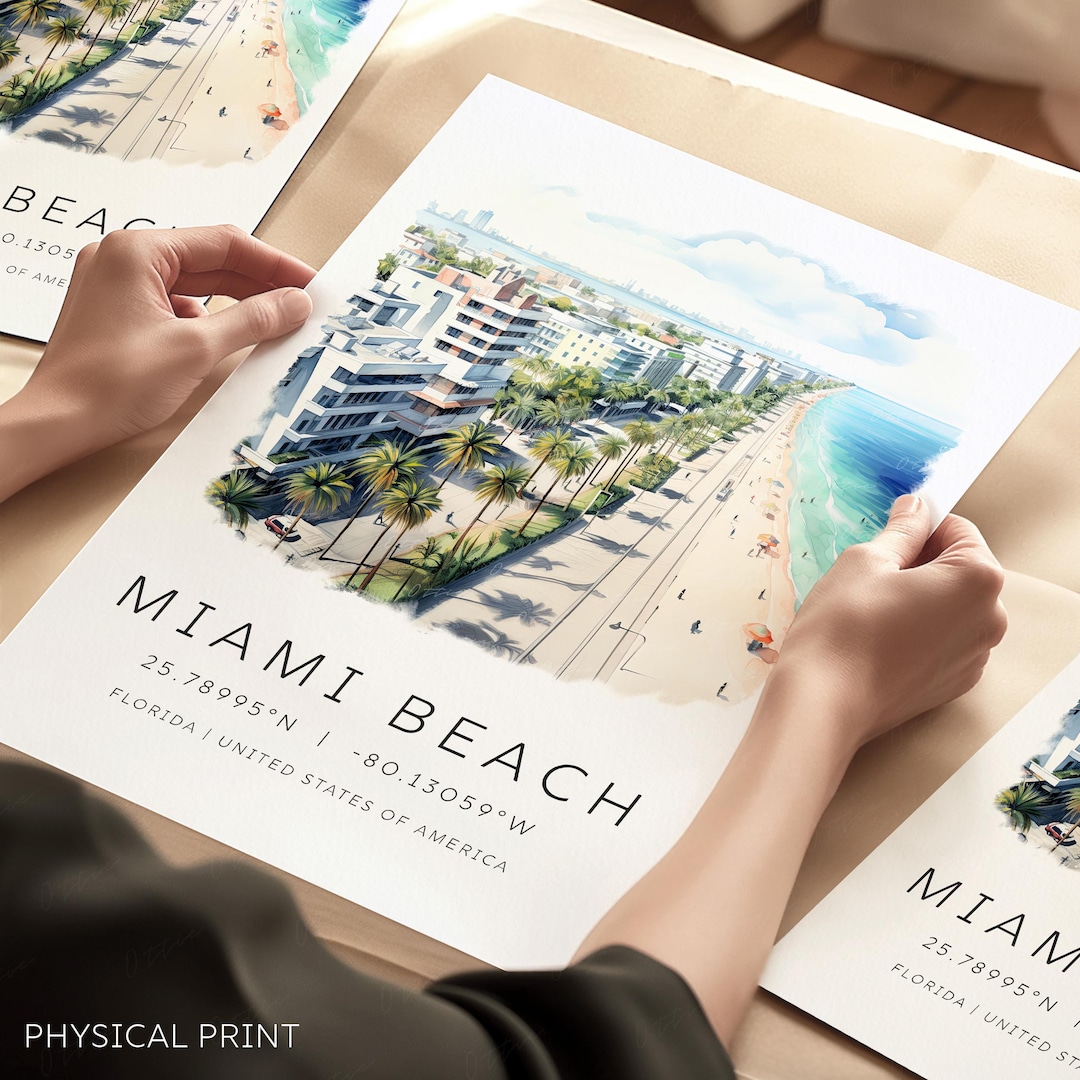 Miami Travel Poster, Miami Art Print, Miami Beach Art, Travel Gifts ...