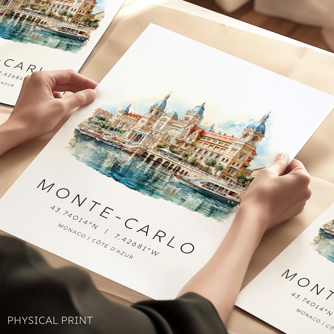 Monte Carlo Monaco Travel Print, Art Print, Monaco Travel Poster ...