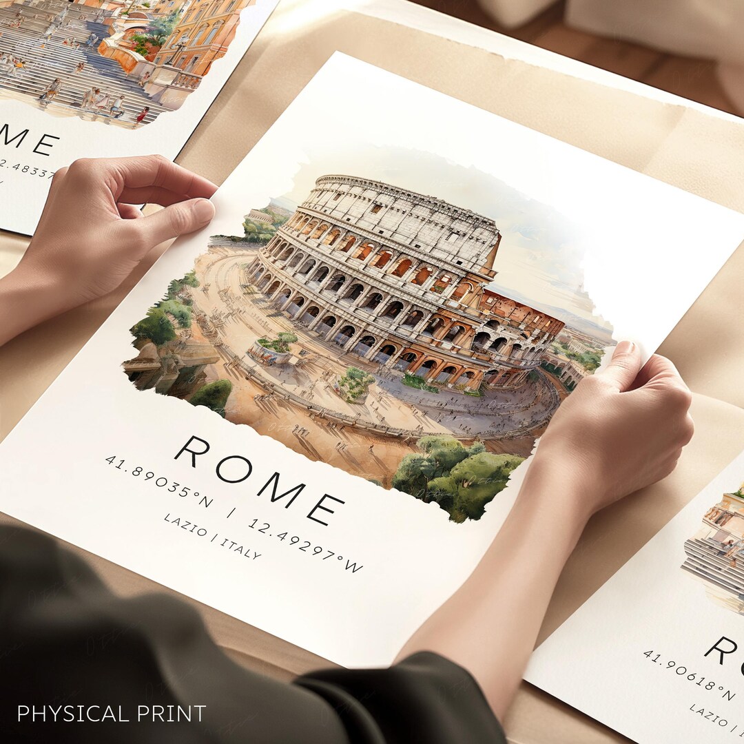 Rome Travel Art Print, the Colosseum Rome, Italy City Landmarks ...