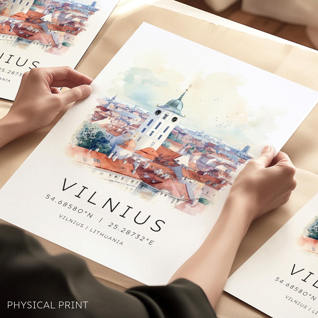 Lithuania Vilnius Travel Print, Vilnius City Poster, Vilnius Cathedral ...