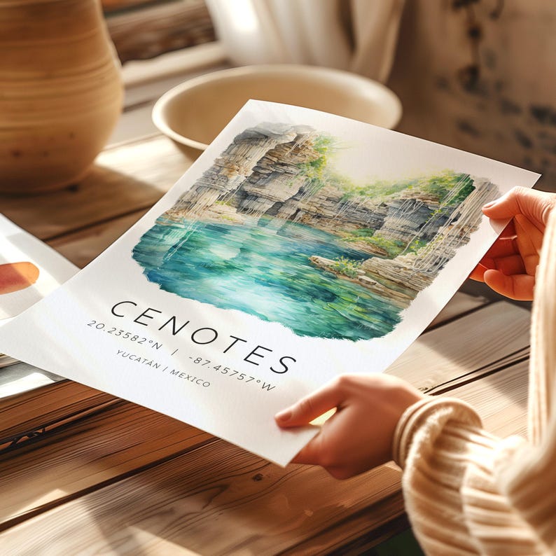Cenotes Yucatan Mexico Travel Print, Cenote Travel Art, Mexico Travel ...
