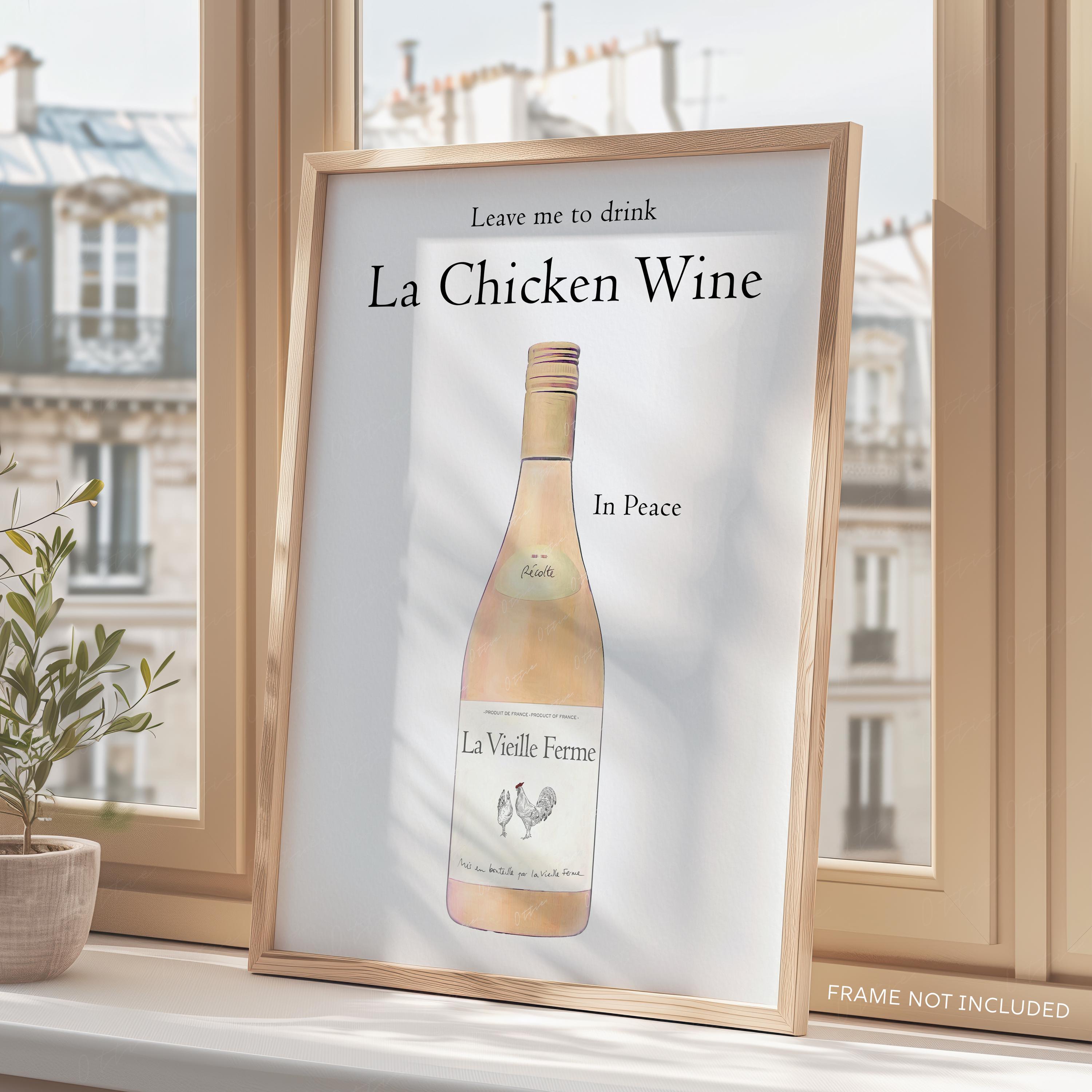 Chicken Wine Poster, Wine Club Poster, Wine Gifts, Chicken Wine ...