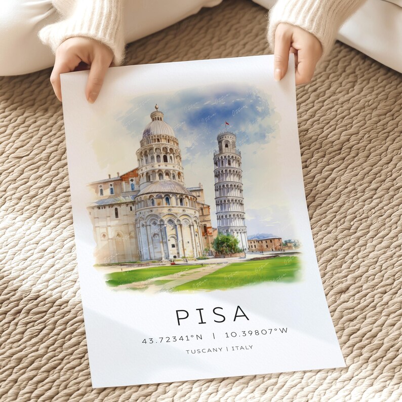 Italy Travel Prints, Pisa Art Poster, Leaning Tower of Pisa Italy ...