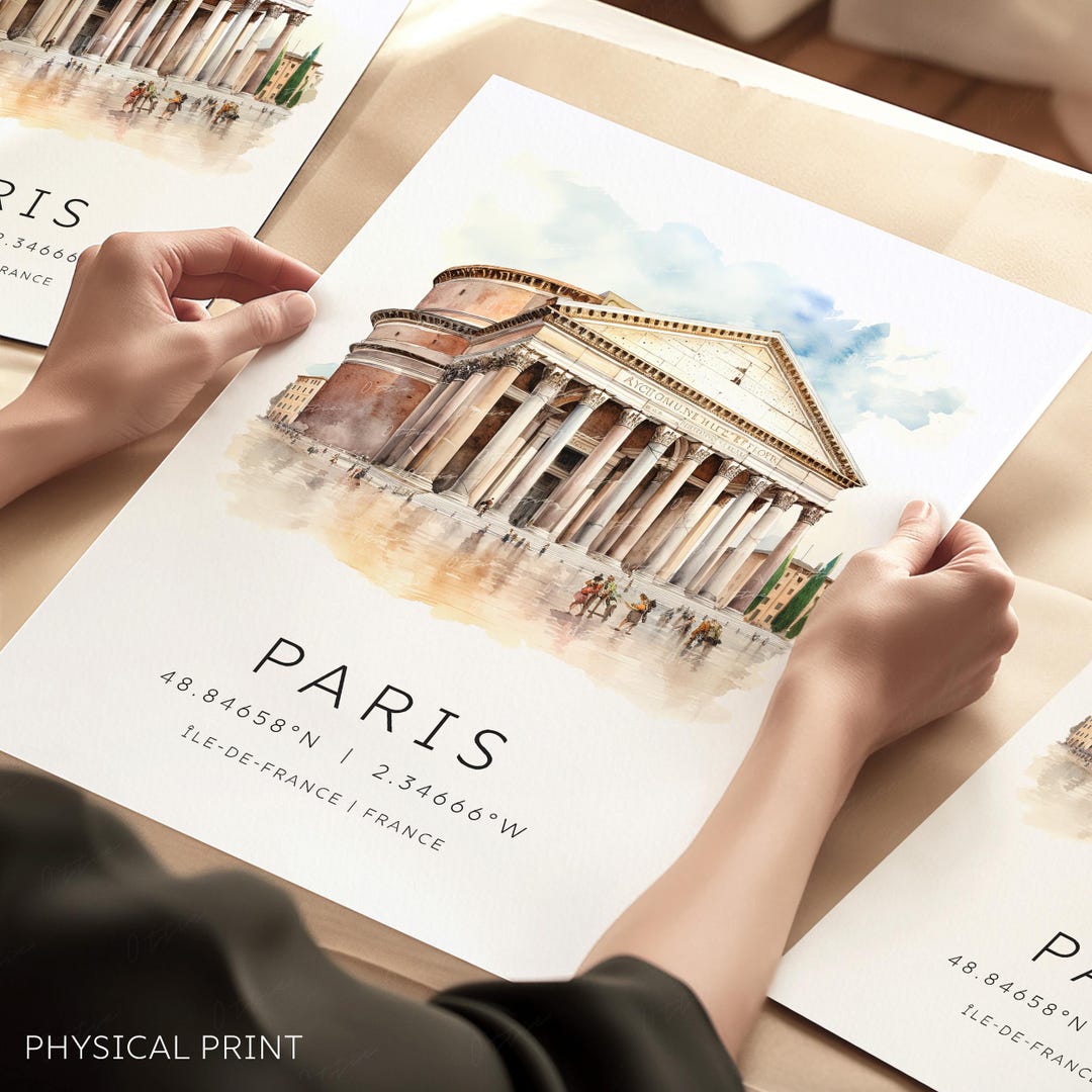 Panthéon Paris Art Card, Paris Travel Poster, Paris Wall Art, Paris ...