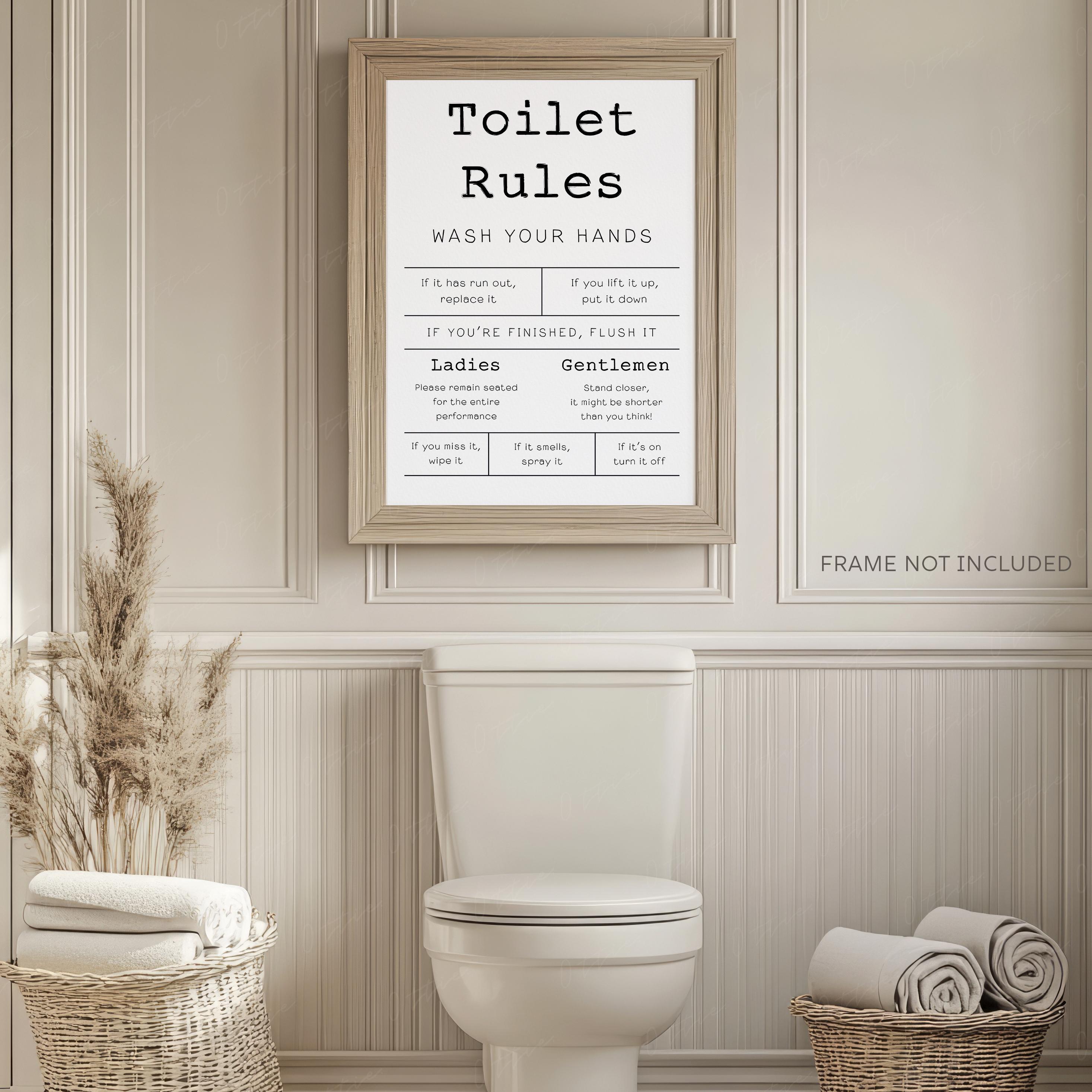Toilet Rules Print, Funny Bathroom Prints, Toilet Wall Art, Fun ...