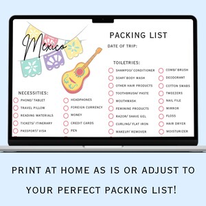 Mexico Packing List, Editable, Printable, Canva Template - Etsy
