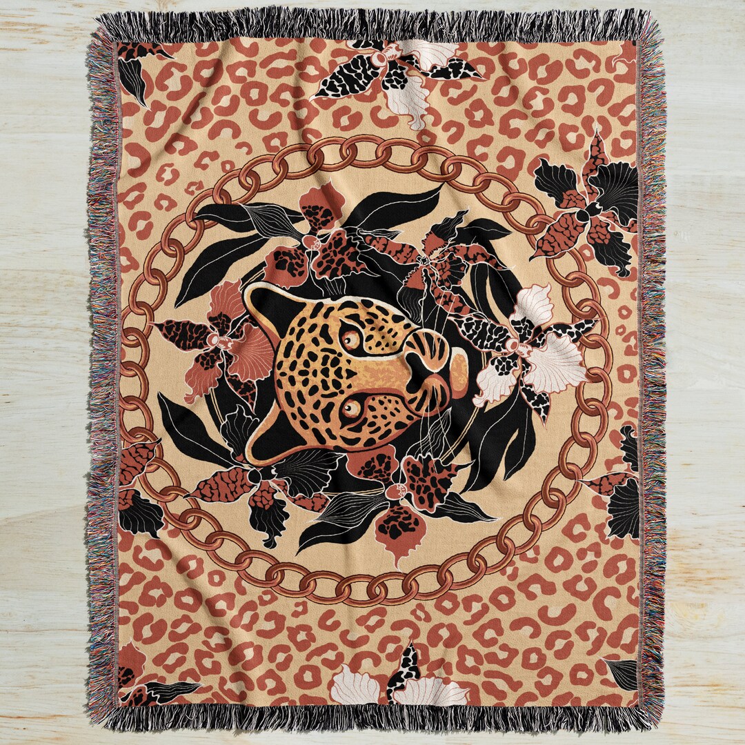 Cheetah Woven Throw Blanket Jacquard Tapestry Home Decor Idea Gift ...