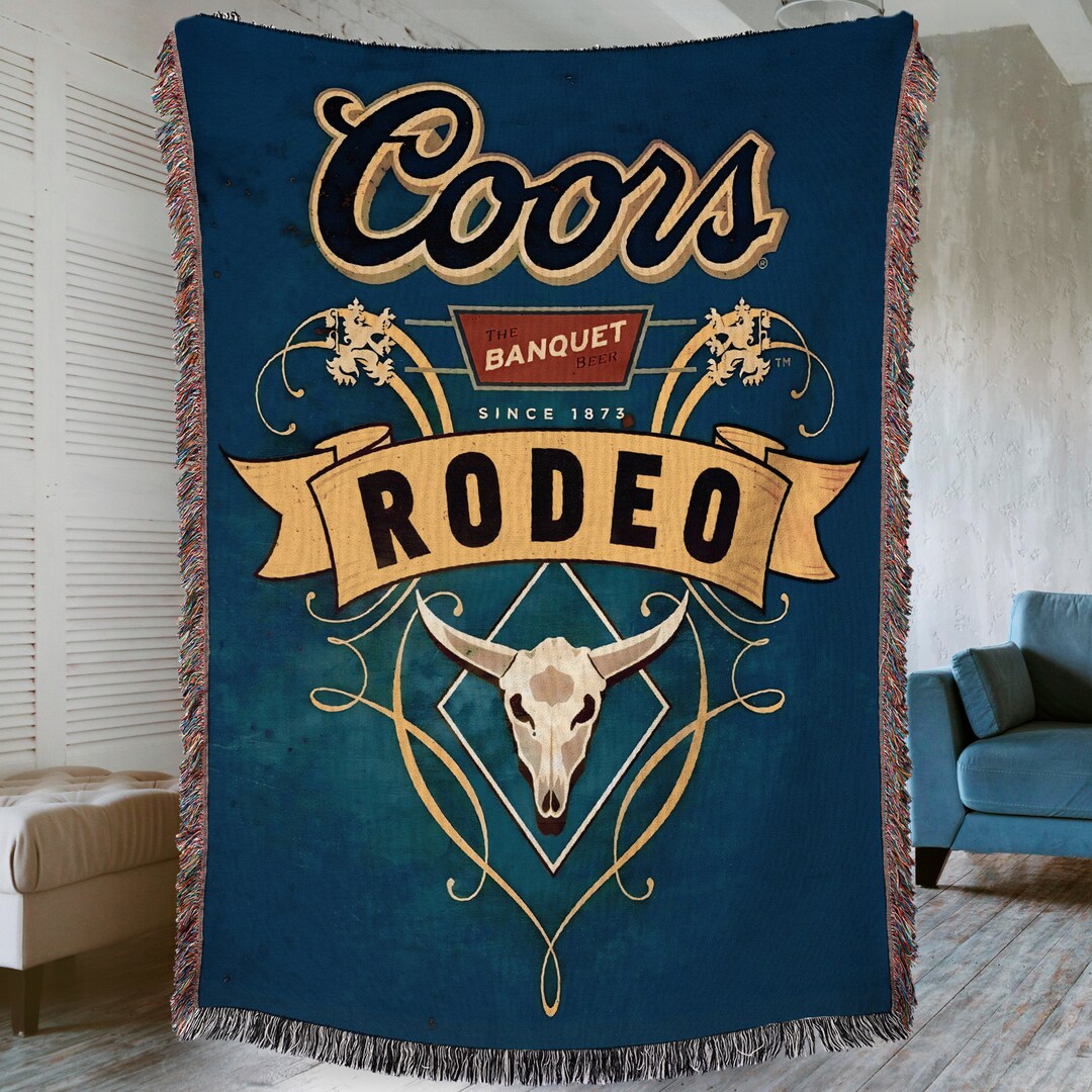 Rodeo Blanket Rustic Western Home Decor Coors Woven Tapestry Decorative ...