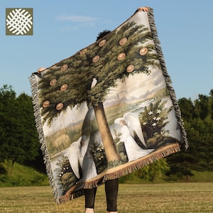 Tree of Life Angels Woven Throw Blanket Home Decor Tapestry Couch Room ...