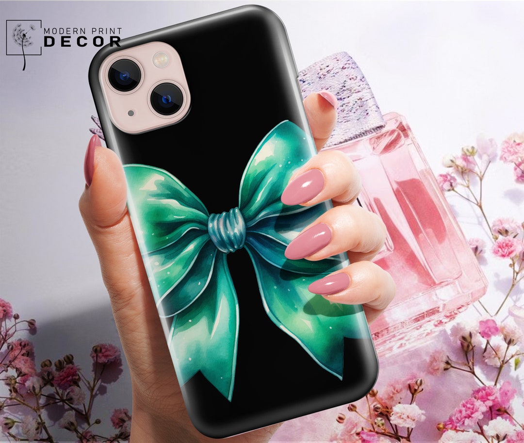 Coquette Pink Bow Phone Case Girly Phone Case Green French Ribbon ...
