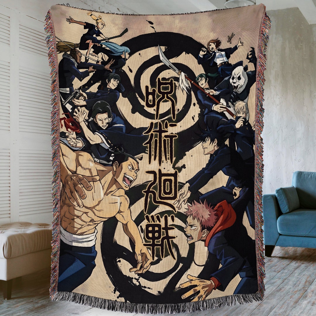 Anime Throw Blanket Fanart Jujutsy Kaisen Handwoven Wall Art Tapestry ...