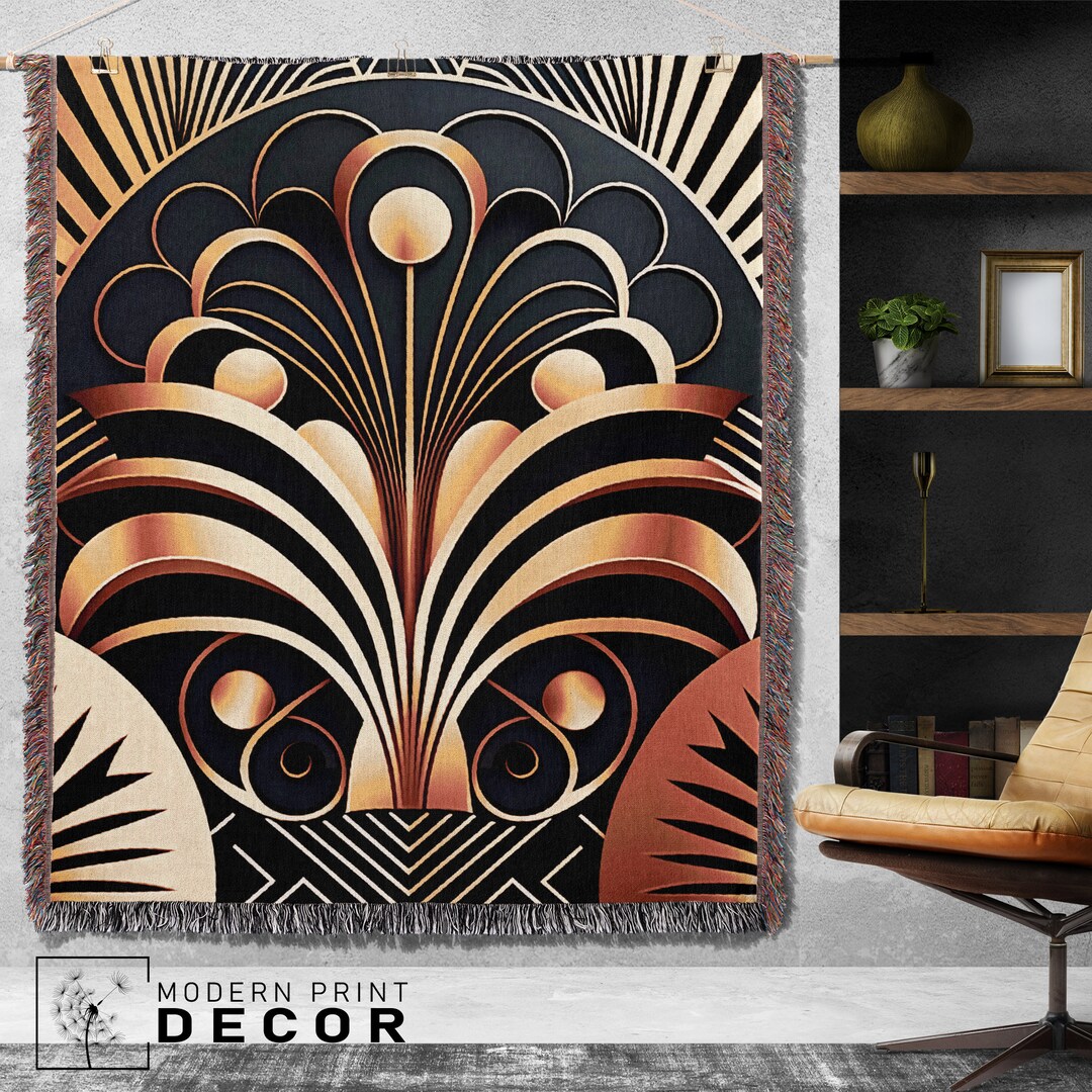 Art Deco Woven Throw Blanket, Art Deco Modern Tapestry, Throw Blanket ... Art Deco Woven Throw Blanket, Art Deco Modern Tapestry, Throw Blanket ...