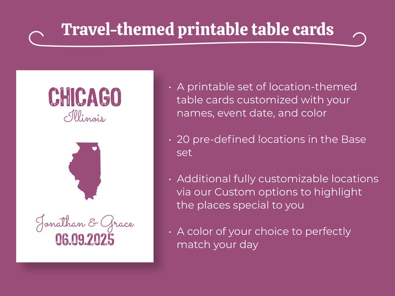 Printable Travel Theme Personalized Table Cards, for Weddings & Showers ...