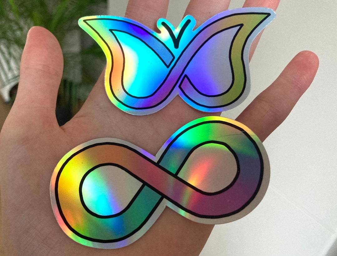 Holographic Stickers Autism Infinity Symbol and ADHD Butterfly Symbol ...