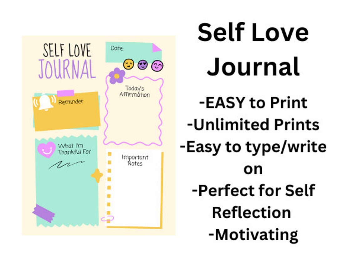 PRINTABLE Self Love Journal, Motivation Journal, Planner, Self Love ...
