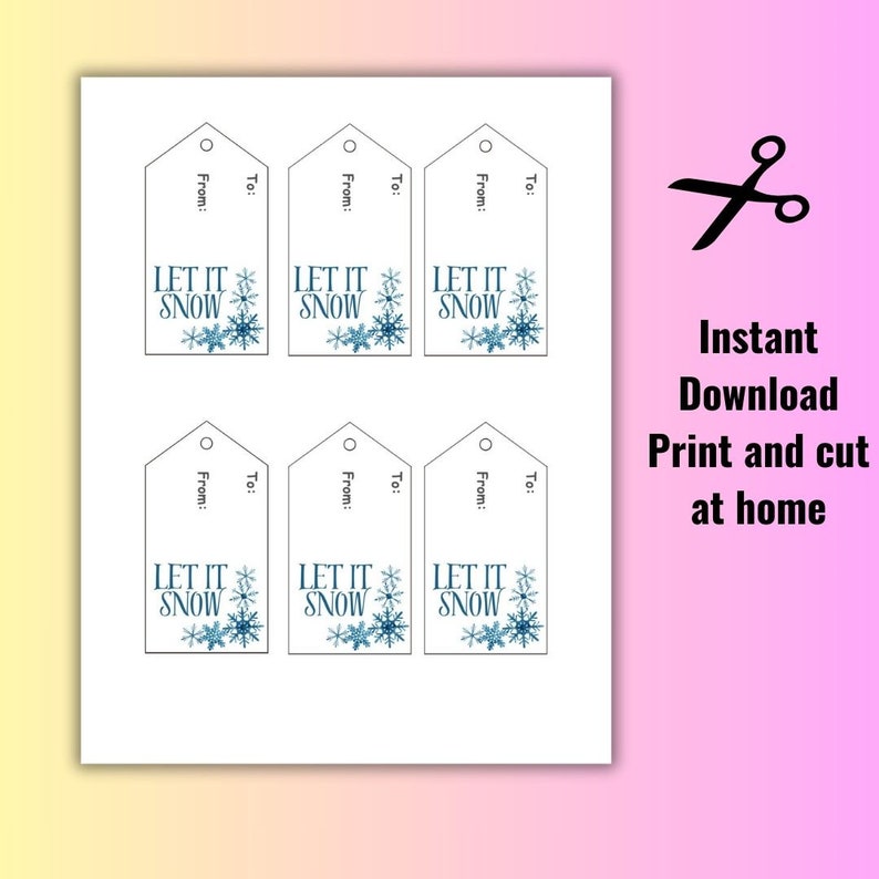 Printable Blank Gift Tag - Let It Snow - Etsy