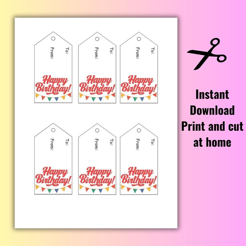 Birthday Gift Tag Printable Blank Gift Tags Gender Neutral Colors - Etsy Australia