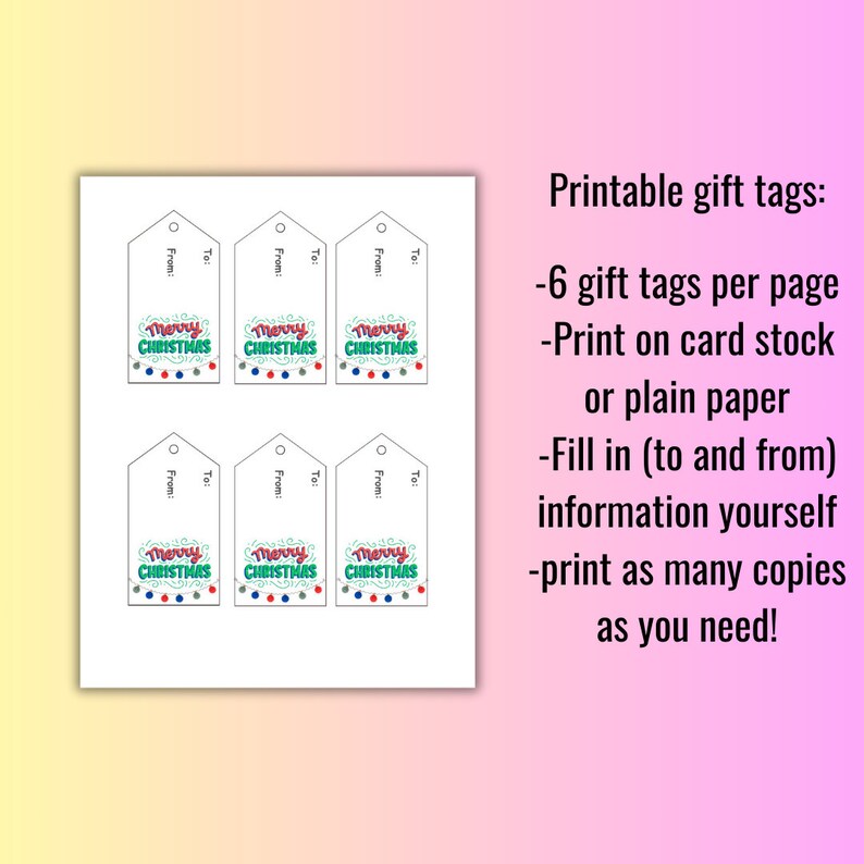 Christmas Gift Tag Printable Blank Gift Cards - Etsy