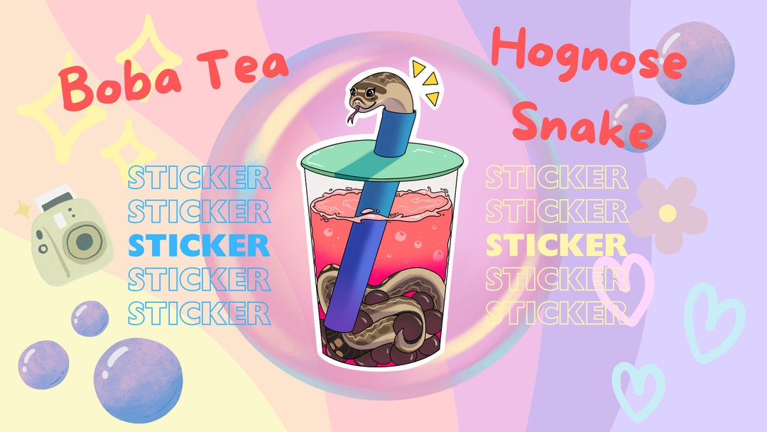 Boba Tea Hognose Snake 2" Holographic Vinyl Sticker - Etsy