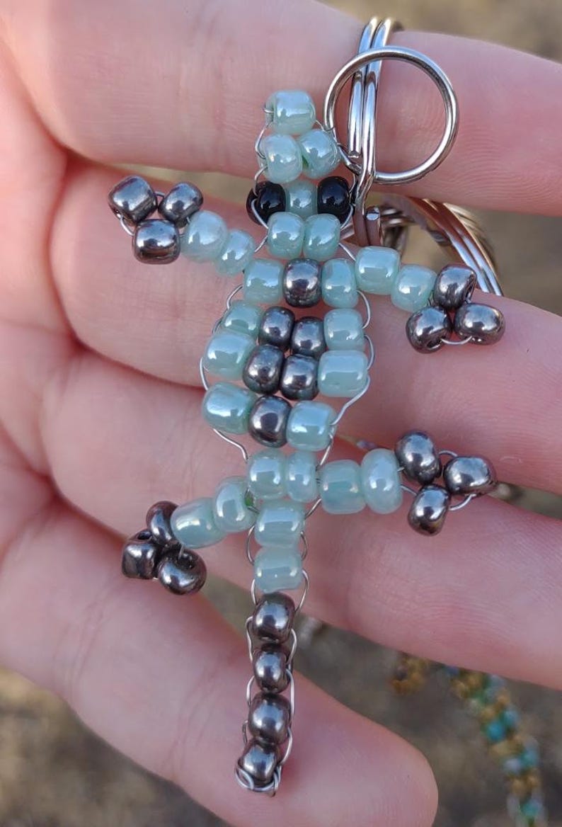 Premade Beaded Lizard Keychain - Etsy