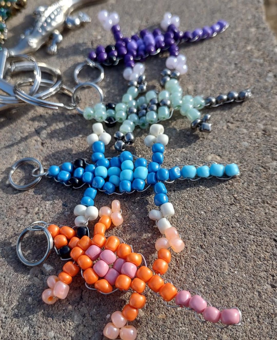 Premade Beaded Lizard Keychain - Etsy