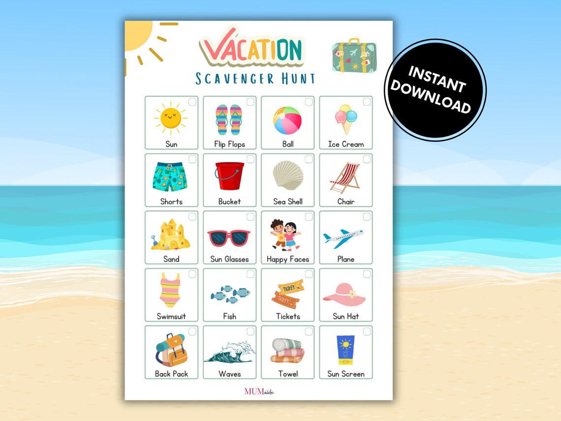 Vacation Scavenger Hunt, Holiday Scavenger Hunt, Kids Activities, Kids ...