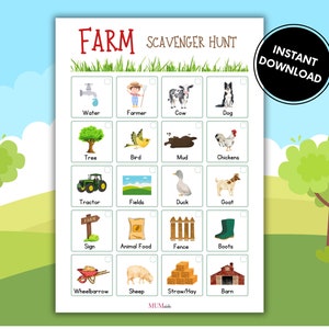 Farm Scavenger Hunt, Kids Activities, Kids Printable Activities, Farm ...