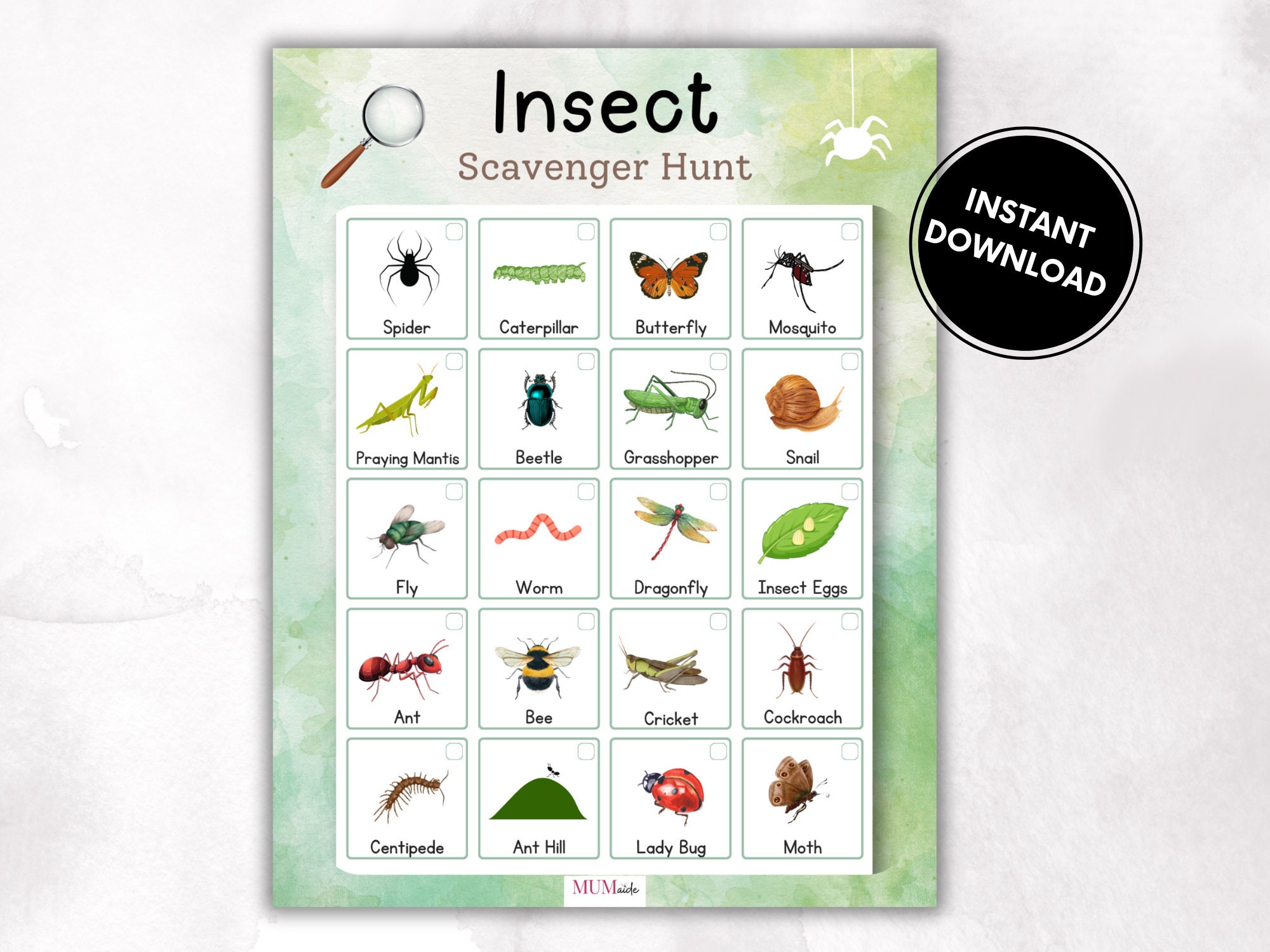 Insect Scavenger Hunt, Kids Activities, Kids Printable Activities, Bug ...