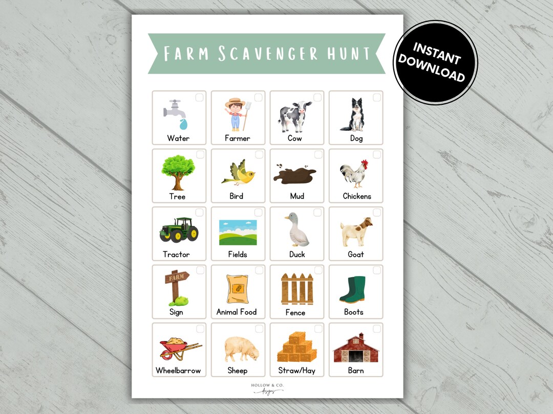 Farm Scavenger Hunt, Kids Activities, Kids Printable Activities, Farm ...