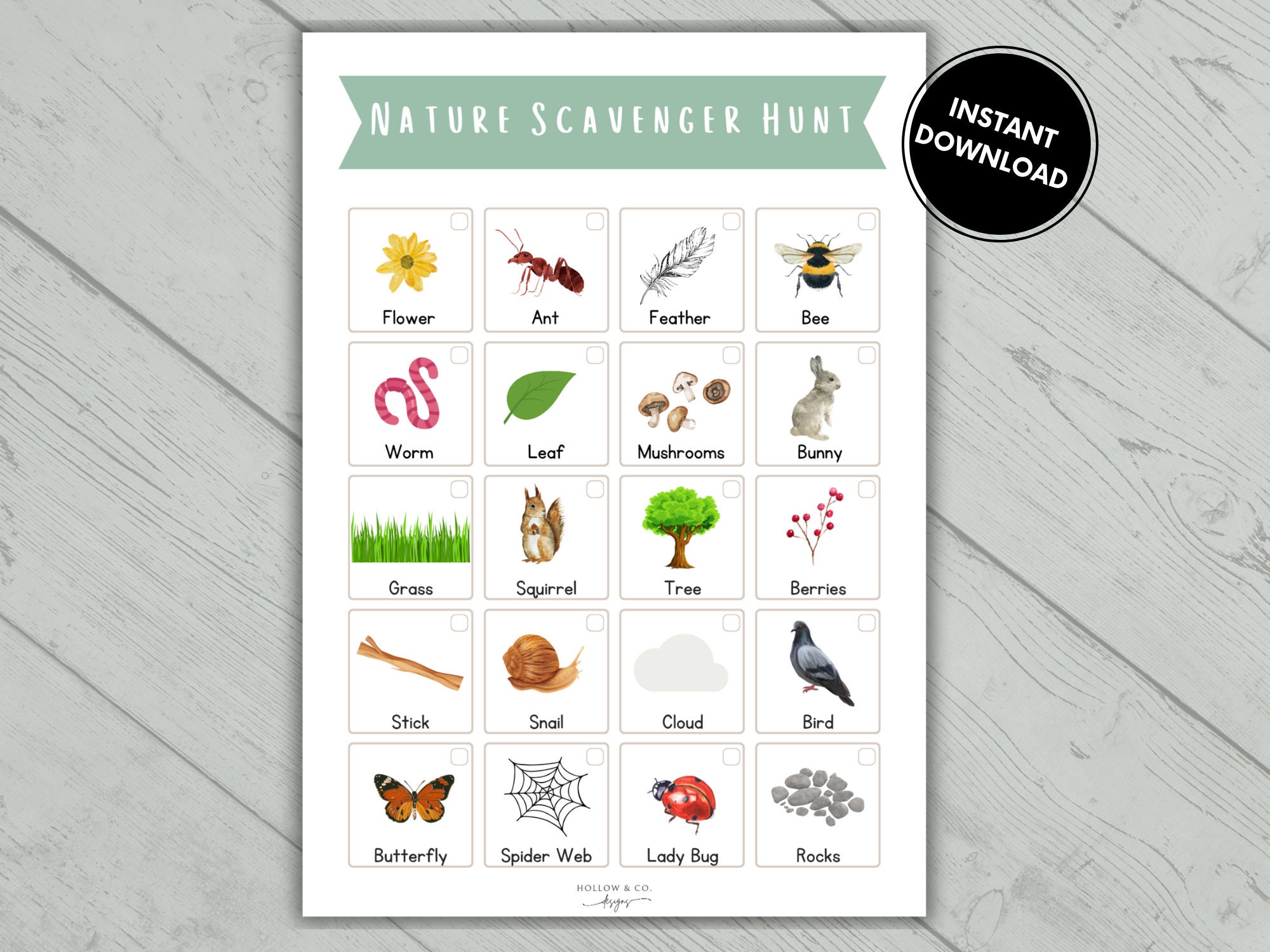 Nature Scavenger Hunt, Printable Outdoor Scavenger Hunt, Kids Outdoor ...