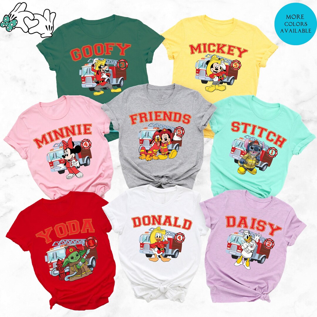 Disney Firefighters Matching Shirt, Disney Characters Firefighter Shirt ...
