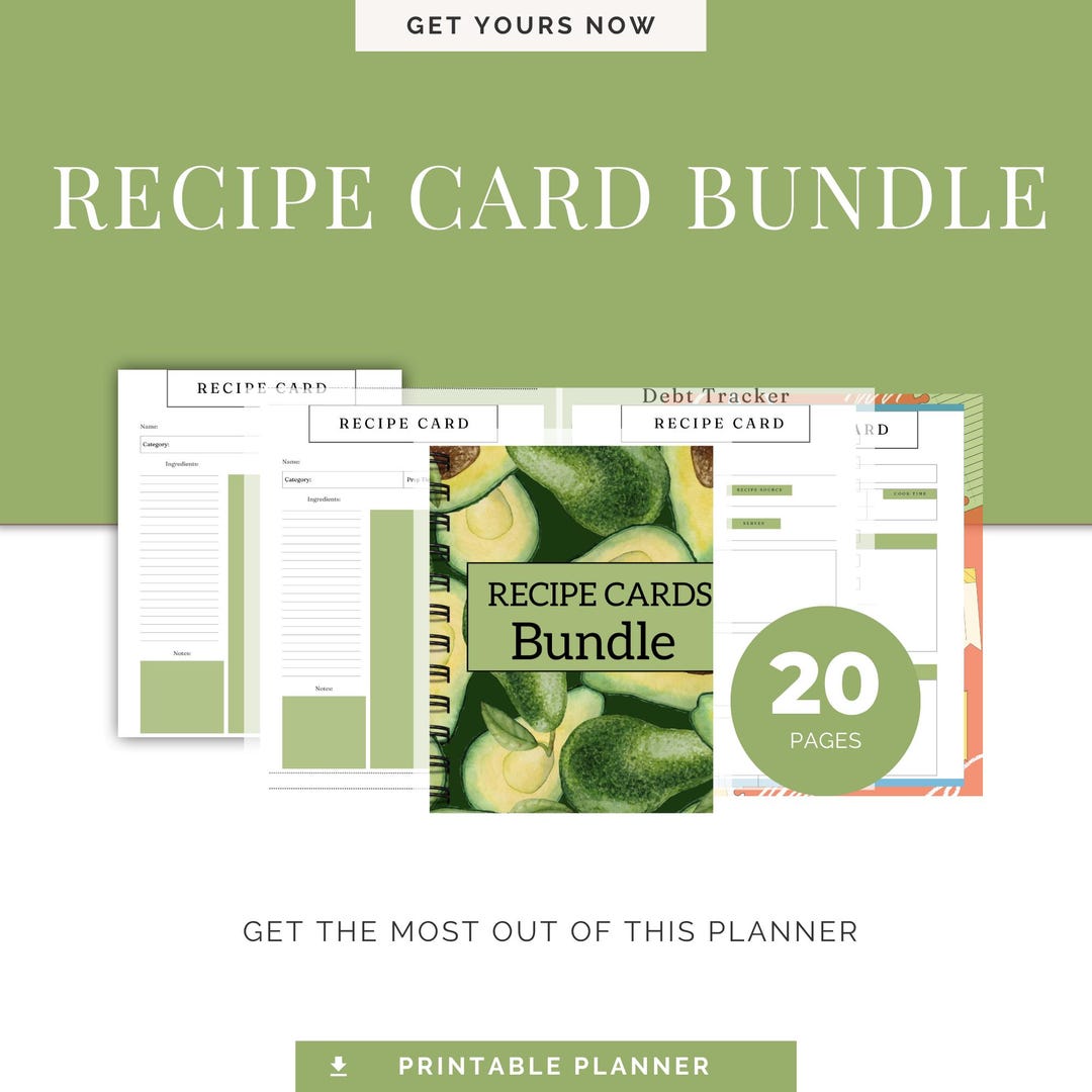 Recipe Card Bundle Printable | Editable Recipe Templates | Kitchen ...