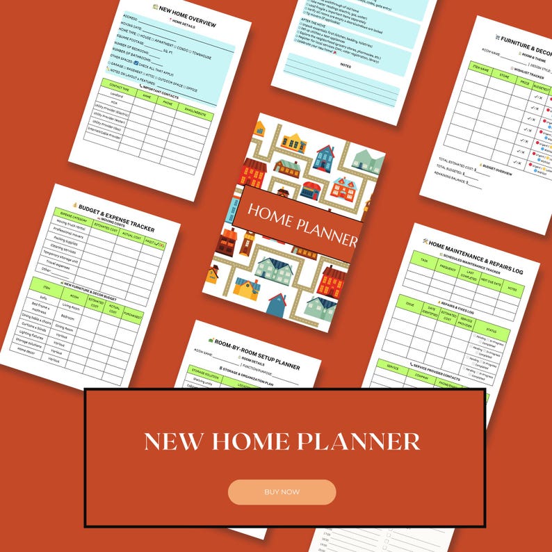 New Home Planner Printable | Moving Checklist | Home Setup Organizer ...