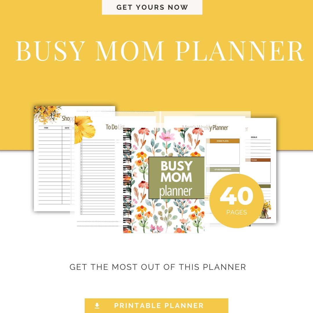 Busy Mom Planner Printable | Daily Weekly Schedule | Meal, Chore ...