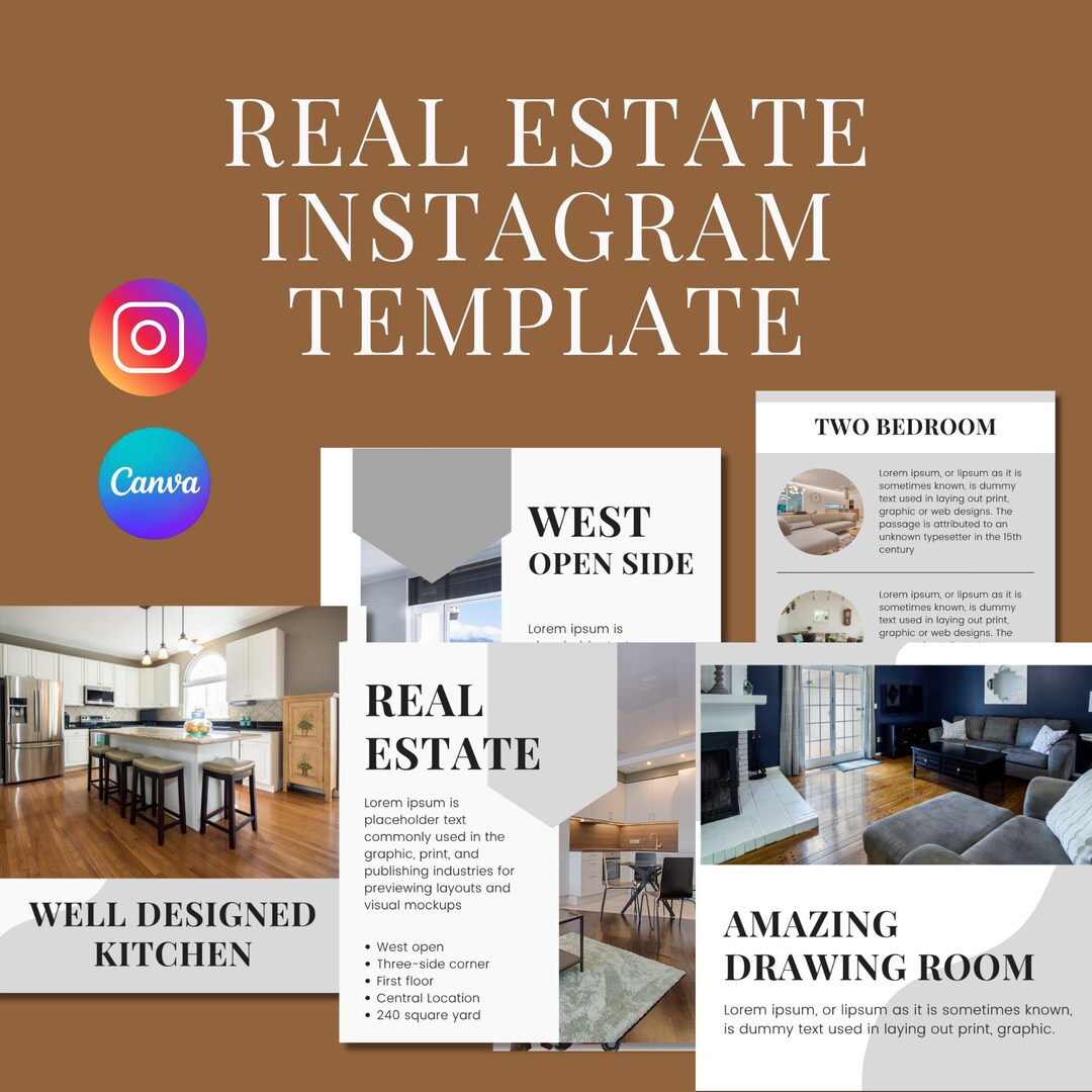 Real Estate Instagram Template Mockup | Canva Editable Social Media ...