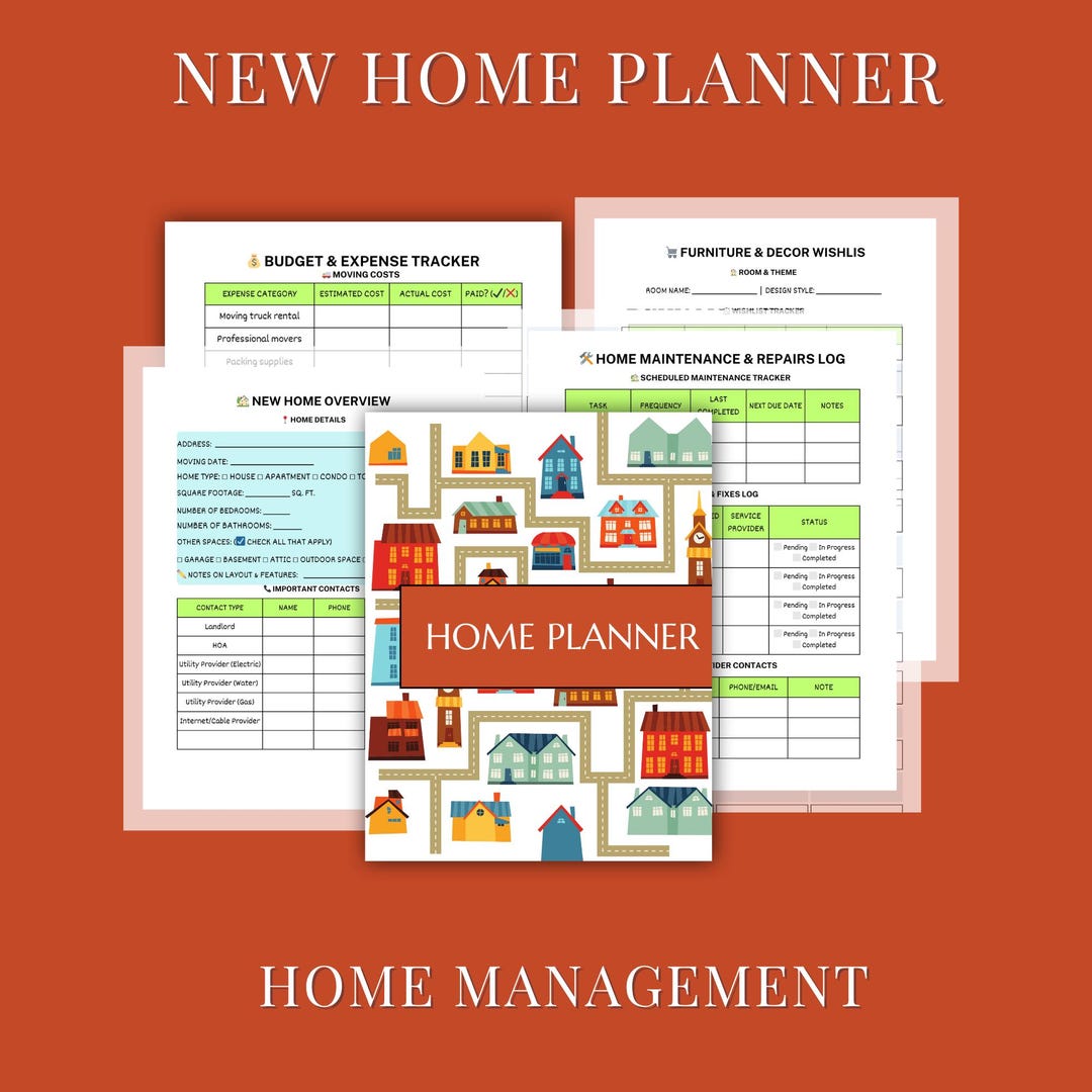 New Home Planner Printable | Moving Checklist | Home Setup Organizer ...