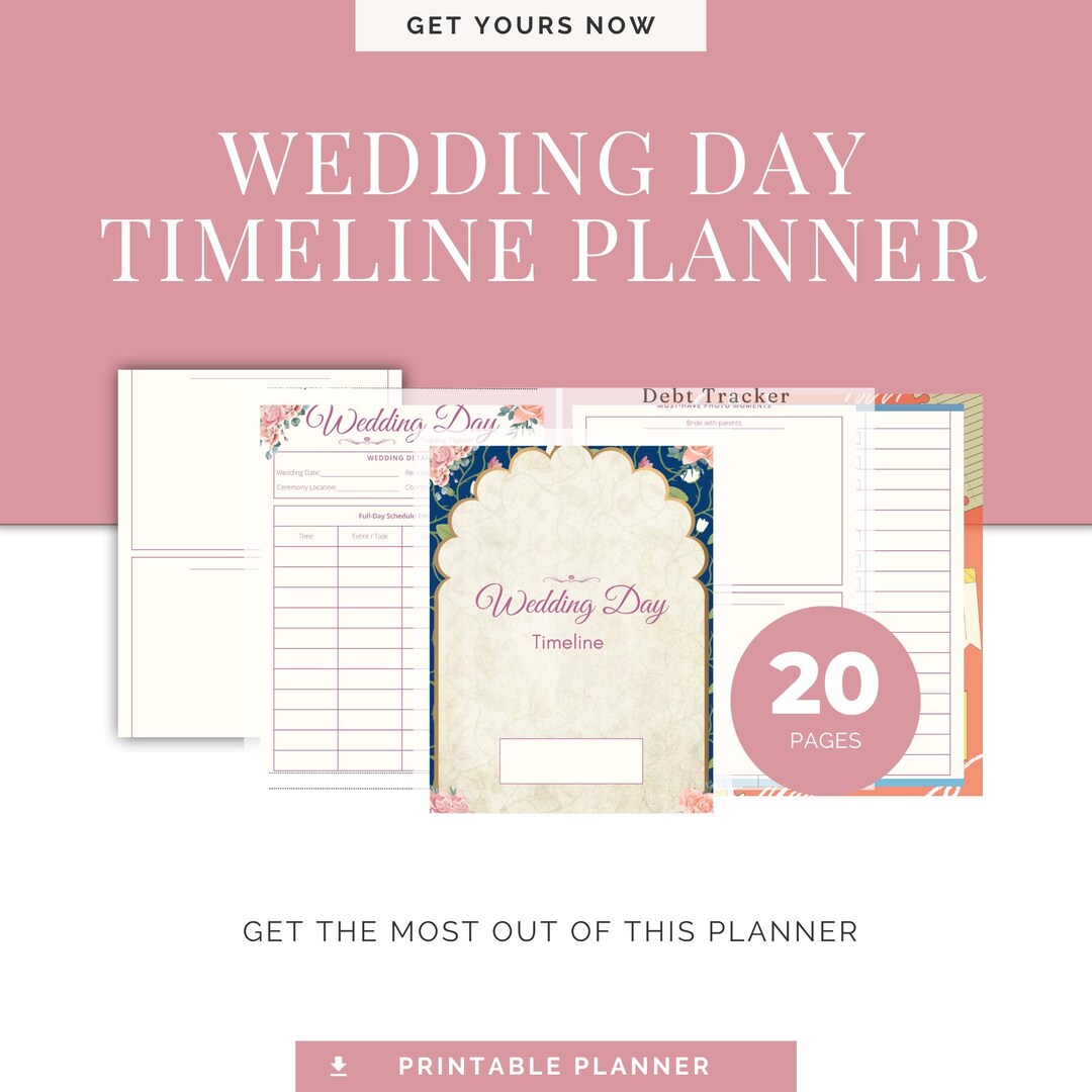 Wedding Day Timeline Planner Printable | Hour-by-hour Schedule | Bride ...