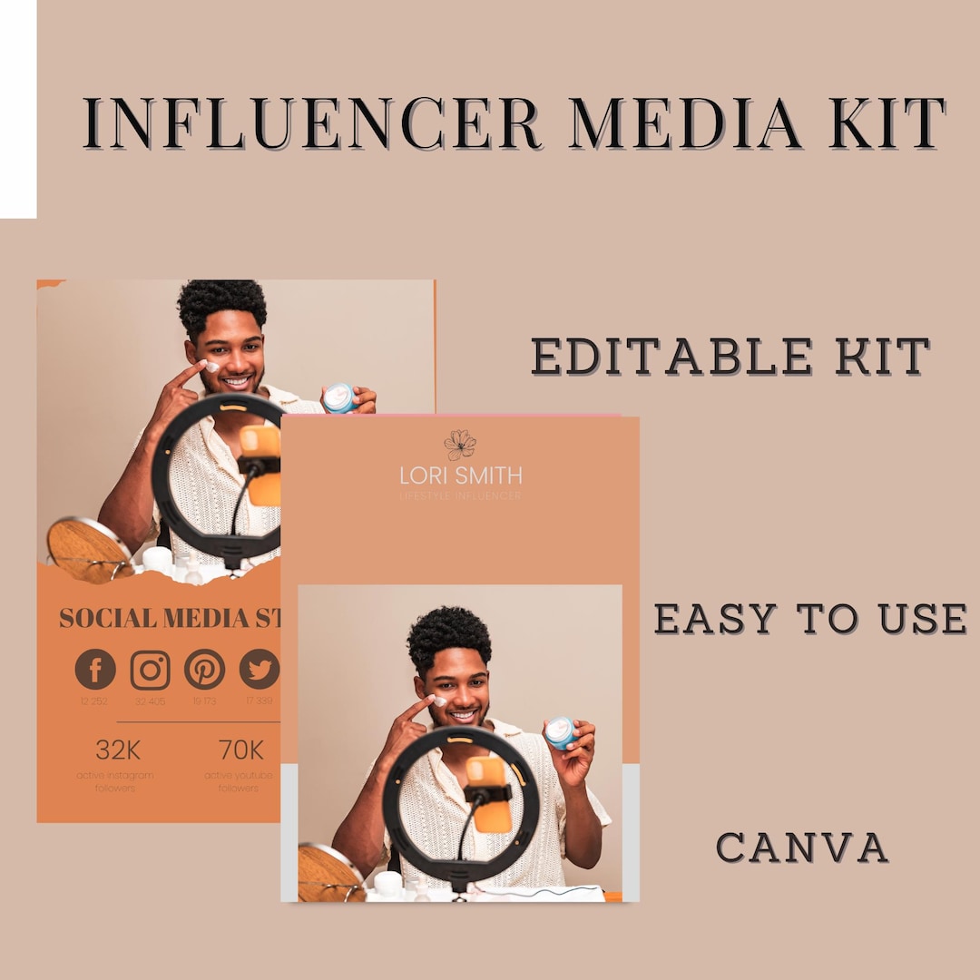 Influencer Media Kit Template | Editable Canva PDF | Social Stats, Bio ...