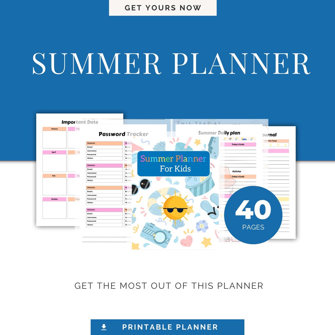 Summer Planner Printable | Vacation Checklist | Daily Schedule | Bucket ...