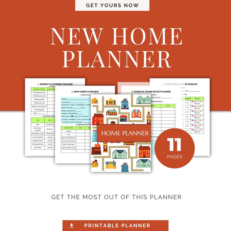 New Home Planner Printable | Moving Checklist | Home Setup Organizer ...